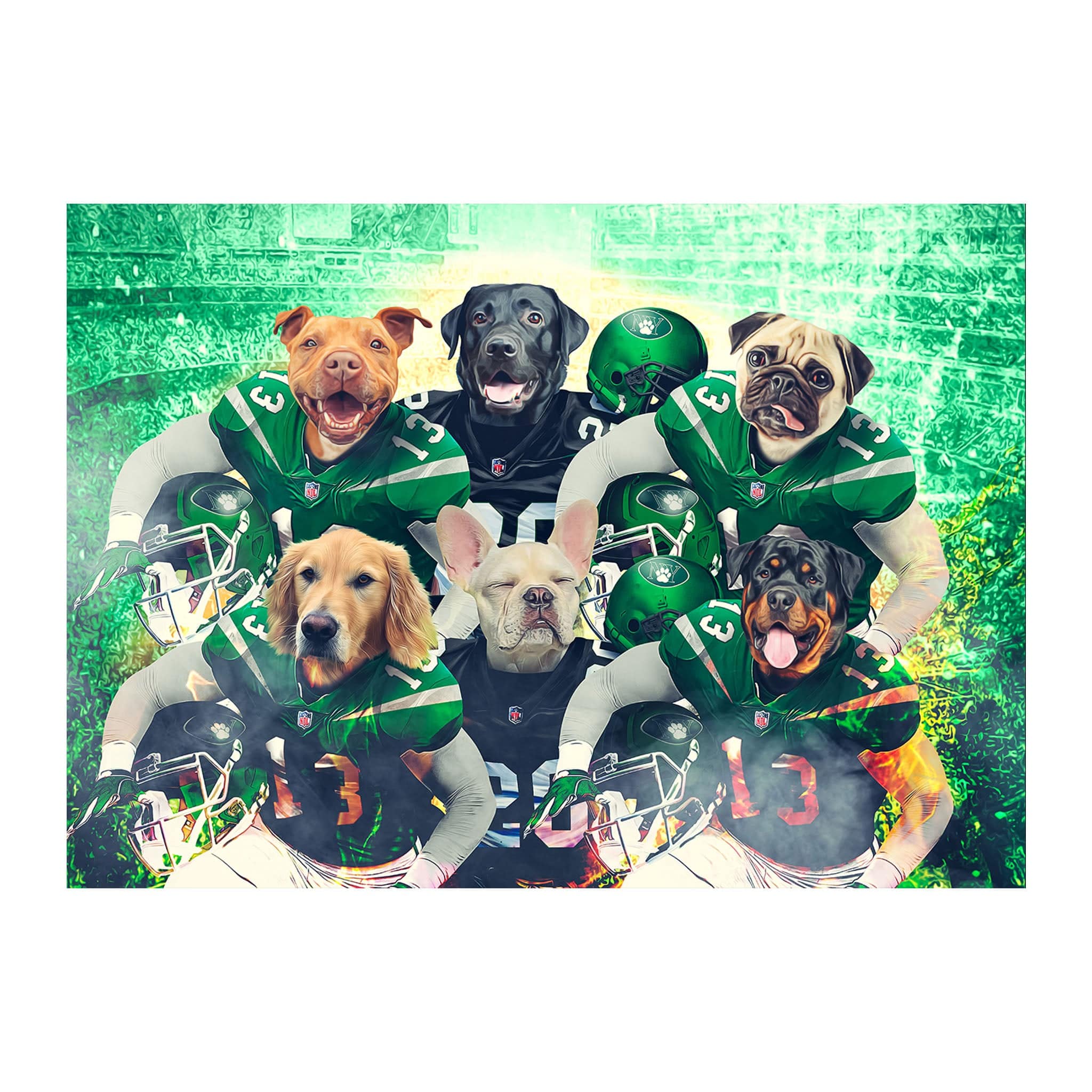 'New York Jet-Doggos' 6 Pet Digital Portrait – doggovinci