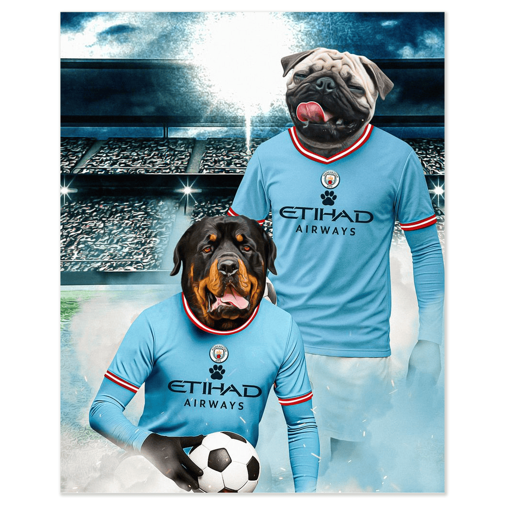 'Manchester City Doggos Football' Personalized 2 Pet Poster – doggovinci