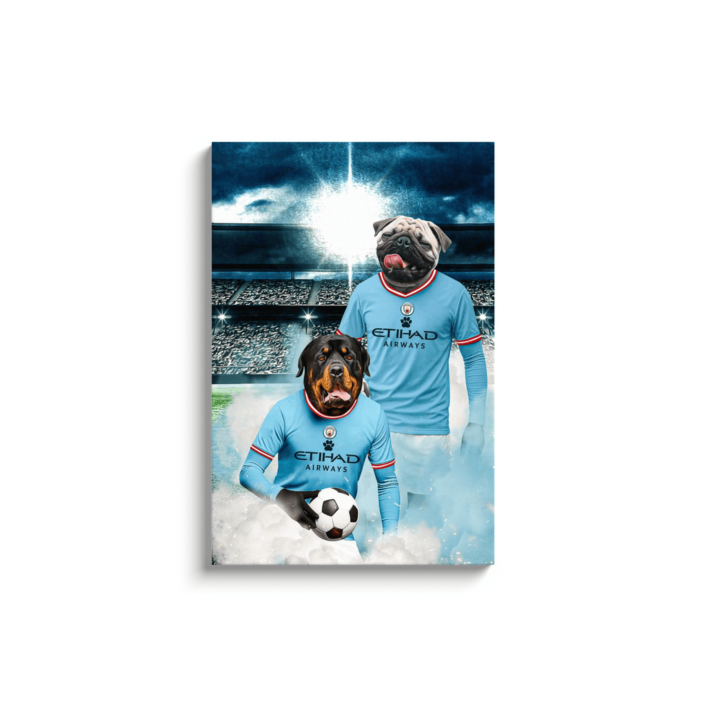 'Manchester City Doggos Football' Personalized 2 Pet Canvas – doggovinci