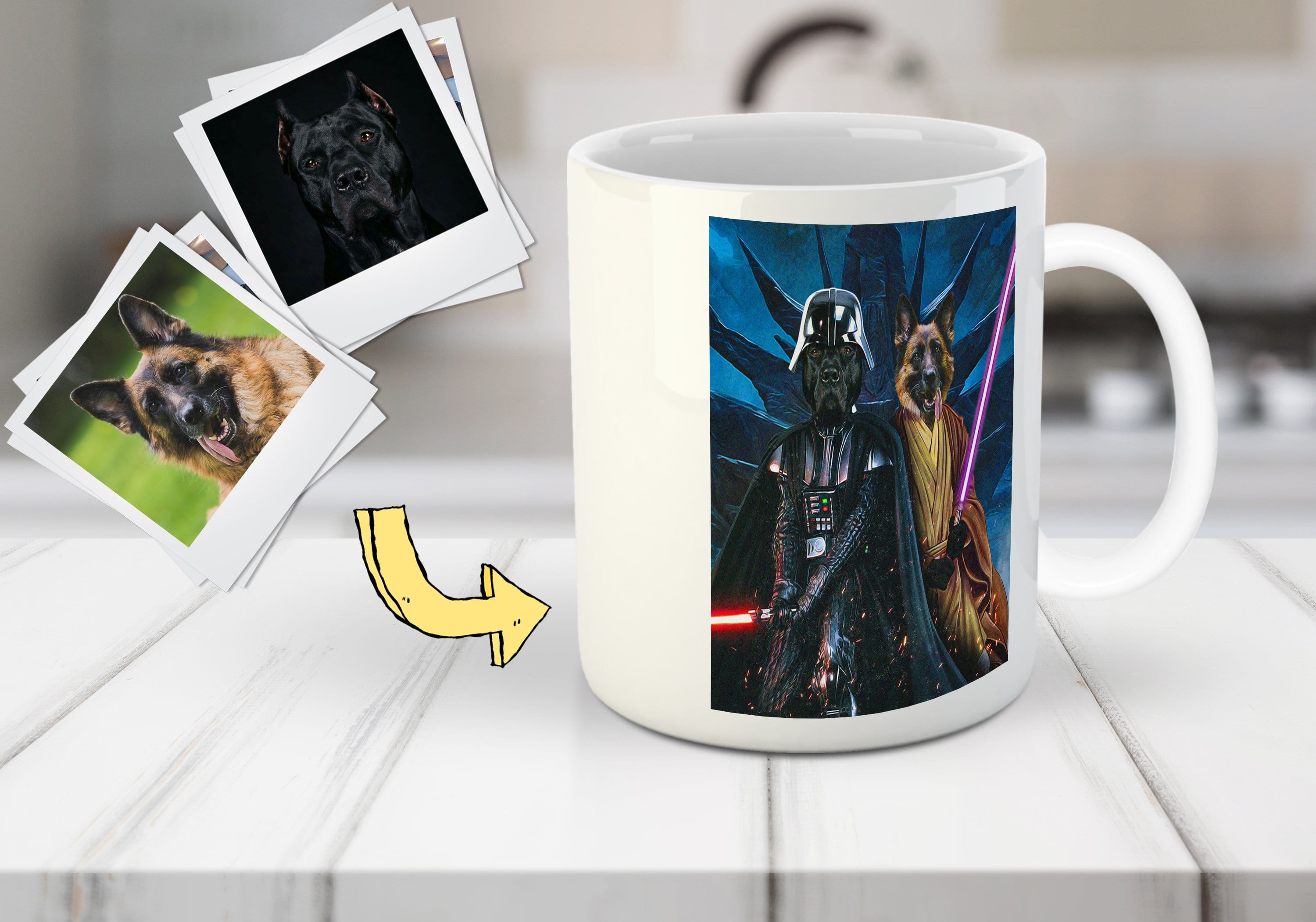 'Darth Woofer & Jedi-Doggo' Personalized 2 Pet Mug – doggovinci