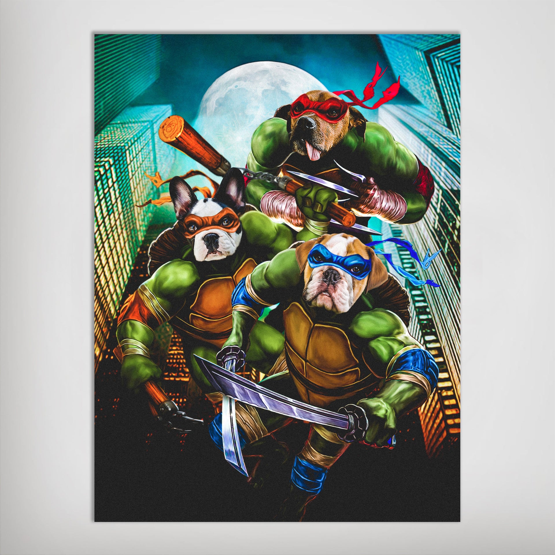 'Teenage Mutant Ninja Doggos' Personalized 3 Pet Poster – doggovinci