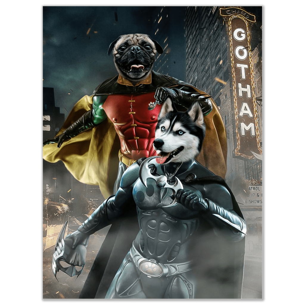 'Bat Dog & Robpaw' Personalized 2 Pet Poster – doggovinci